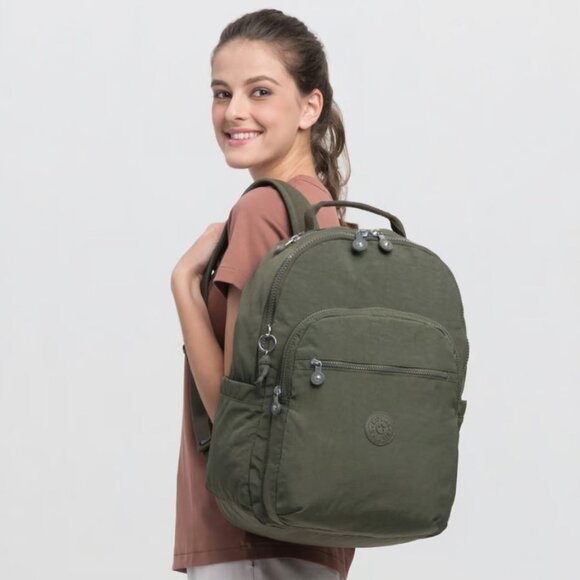 Kipling | Bags | Nwt Kipling Seoul Large Laptop Backpack Jaded Green ...